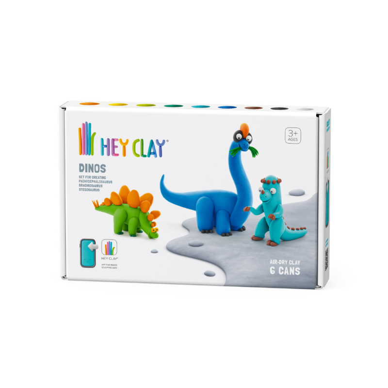 Pâte à modeler auto-durcissante HEY CLAY® - Coffret 3 dinosaures